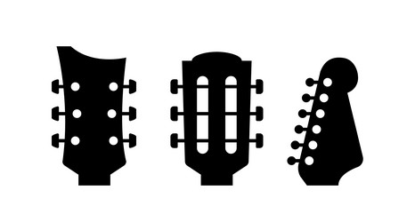 Electric and bass guitar headstock silhouettes Vector Image