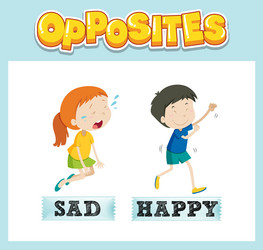 Opposite english words with sad and happy Vector Image