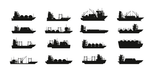 Freight sea container ships set heavy Royalty Free Vector