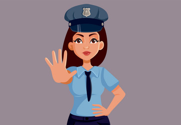 Policewoman raise hand to stop Royalty Free Vector Image