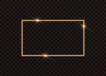 Rectangular gold frame with light effects Vector Image