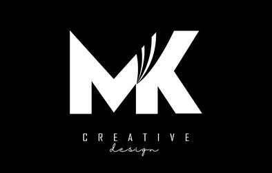 Creative golden letters mk m k logo with leading Vector Image