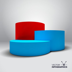 Infographic 3d pedestal with blue and red Vector Image