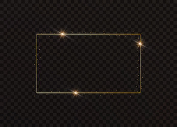 Rectangular gold frame with light effects Vector Image