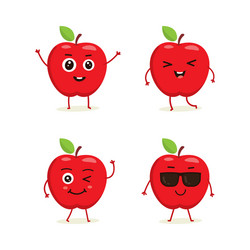 Cute apple characters with different facial Vector Image
