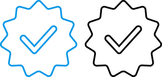 Verified black tick badge icon set isolated Vector Image