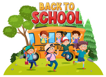 Student going to school by bus Royalty Free Vector Image