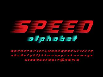 Speed letters set red race font italic bold Vector Image