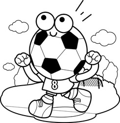 Cheering soccer ball character Royalty Free Vector Image