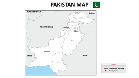 Pakistan map with white background Royalty Free Vector Image