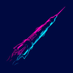 Rocket the galaxy spaceship line pop art portrait Vector Image