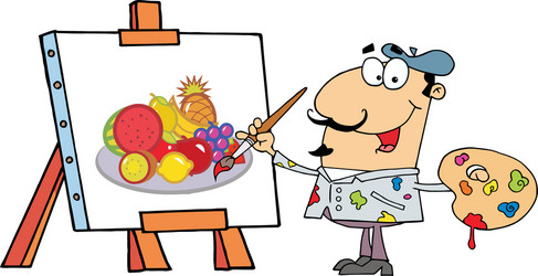 Cartoon painter artist comic character Royalty Free Vector