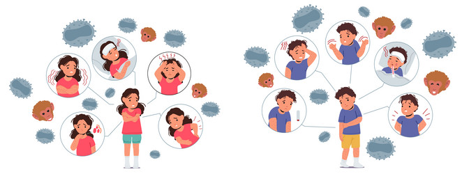 Monkeypox symptoms infographics little boy Vector Image