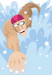 Monkey swimming cartoon character Royalty Free Vector Image