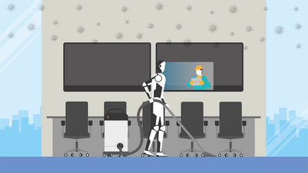 Cleaning robot control by human remote in risk Vector Image