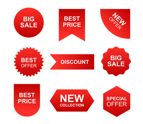 Collection red discount stickers promotion Vector Image