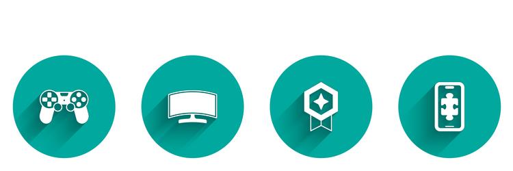 Set computer monitor game rating with medal case Vector Image