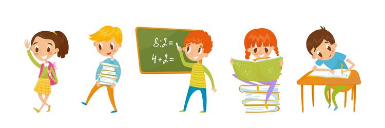 Smart kids reading book and studying school Vector Image