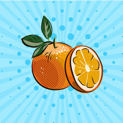 Pomegranate with leaves fresh fruit drawing Vector Image