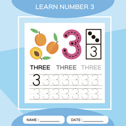 Trace number 3 three children educational game Vector Image