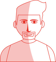 Red silhouette shading cartoon front face man Vector Image