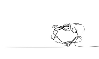 Wireless vacuum headphones earphones one line art Vector Image