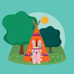 Rabbit cute hippie cartoon Royalty Free Vector Image