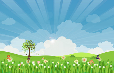 Cartoon spring landscape Royalty Free Vector Image