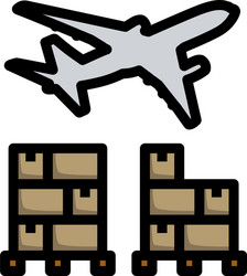 Boxes on pallet under airplane Royalty Free Vector Image