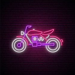 Neon scooter sign glowing motorcycle Royalty Free Vector