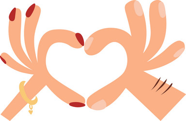 Woman hands making a heart shape sign cartoon flat