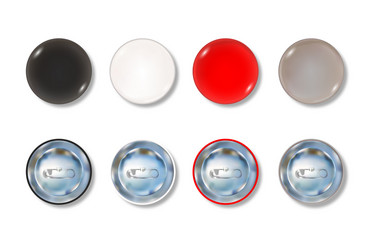 Red pin button set collection Royalty Free Vector Image