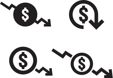 Dollar arrow decrease rate icon money Royalty Free Vector