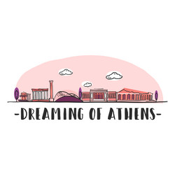 Athens skyline sticker Royalty Free Vector Image