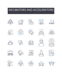 Incubators and accelerators line icons collection Vector Image