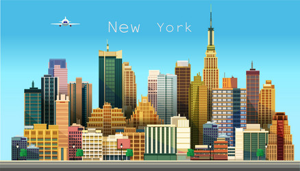 Night city colorful new york urban background Vector Image