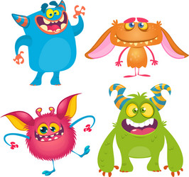 Funny cute little monster set Royalty Free Vector Image