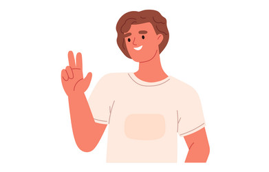 Happy man showing v sign victory gesture Vector Image