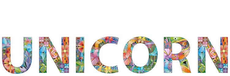 Word unicorn decorative entangle object Royalty Free Vector