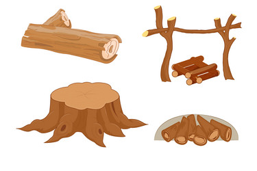Cartoon timber set Royalty Free Vector Image - VectorStock