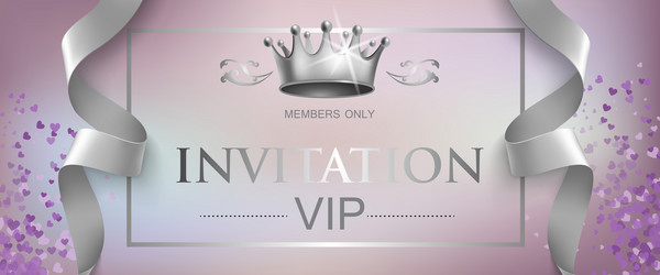 Vip invitation lettering with crown and goblets Vector Image