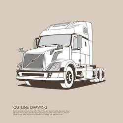 American container truck isolated outline drawing Vector Image