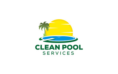 Clean pool service logo design Royalty Free Vector Image