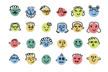 Different emotions and moods drawing simple round Vector Image