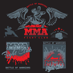 Mma mixed martial arts emblem badges Royalty Free Vector