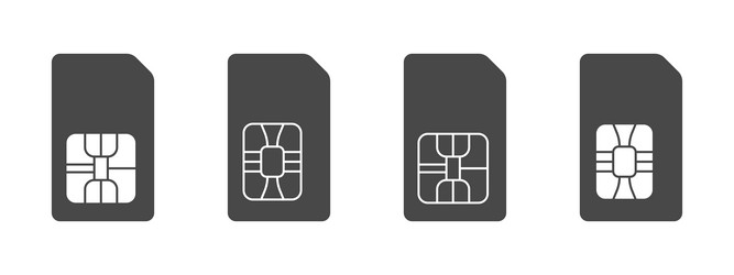 Sim icons set linear of cards simple Royalty Free Vector