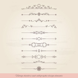Calligraphic dividers and dashes Royalty Free Vector Image