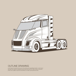 American container truck isolated outline drawing Vector Image