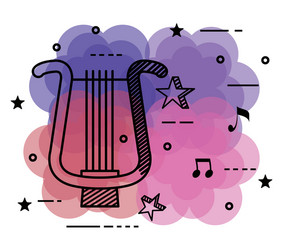 Violin and drum with quaver beam notes Royalty Free Vector