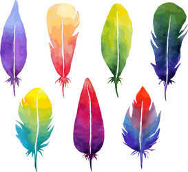Watercolor feather wreath in rainbow colors Vector Image